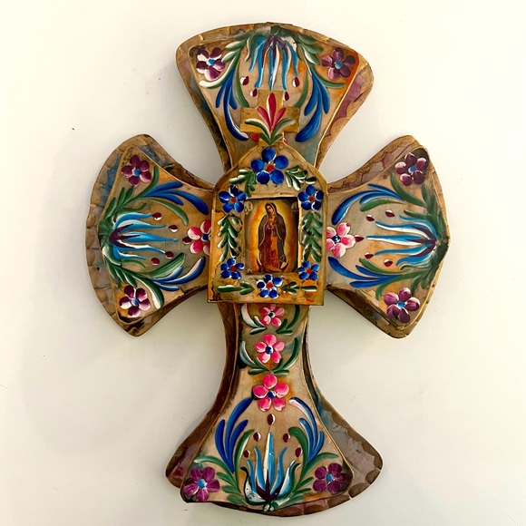 Wall Decor | Hand Painted Tin Cross | Poshmark
